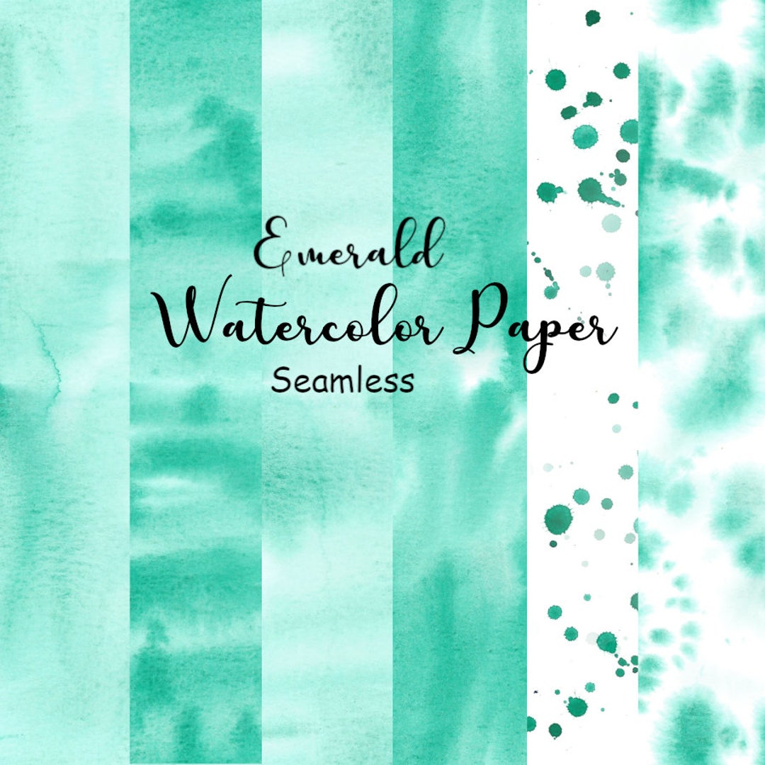 Emerald Watercolor Digital Paper, Seamless Background Texture, Hand ...