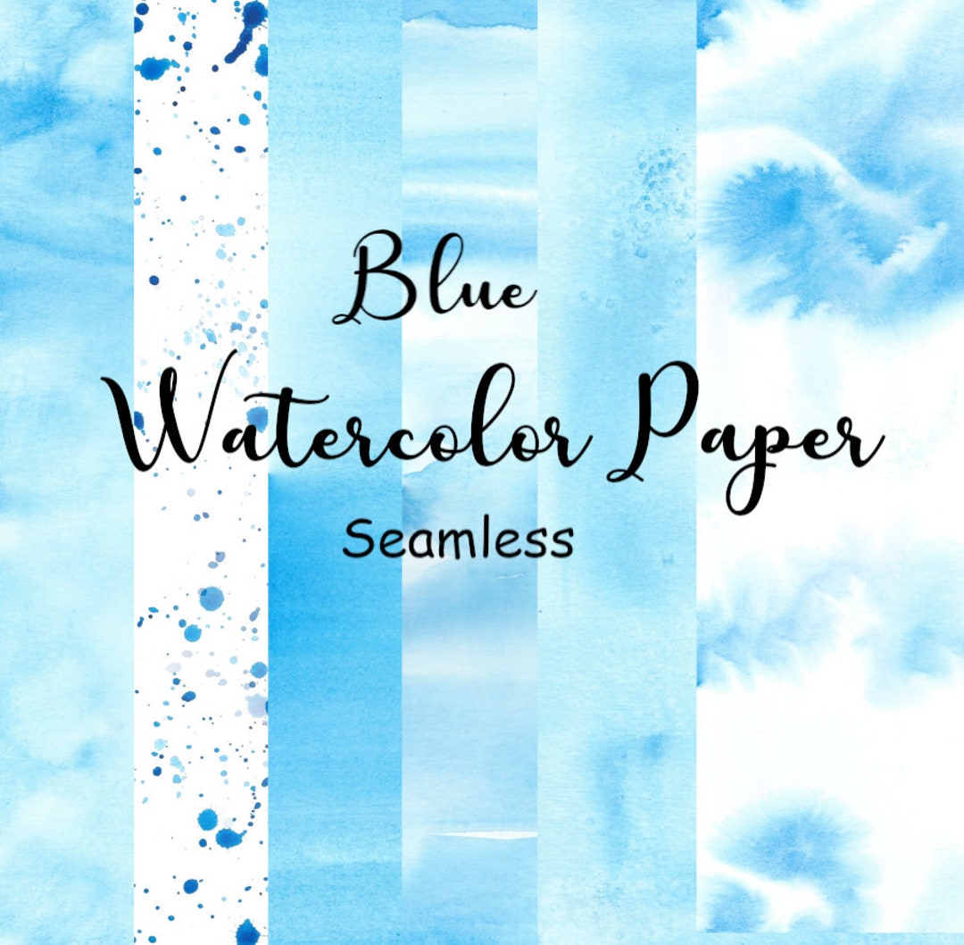 Blue Watercolor Digital Paper, Seamless Background Texture, Hand ...