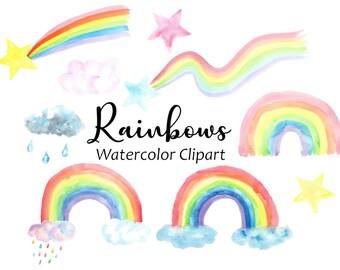 Watercolor Weather Clipart, 14 Hand Painted PNG Watercolor Graphics ...