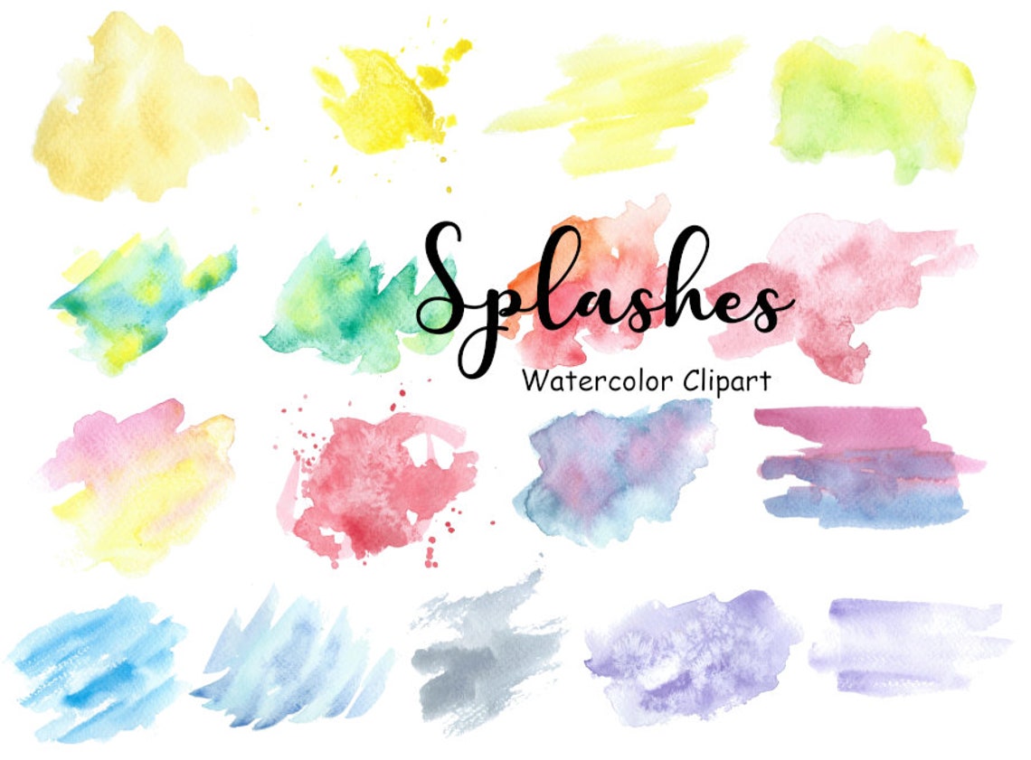 Watercolor Splashes and Splotches Clipart Commercial Use 17 - Etsy