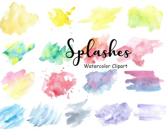 Watercolor Blobs Clipart 14 Hand Painted Splotches | Etsy