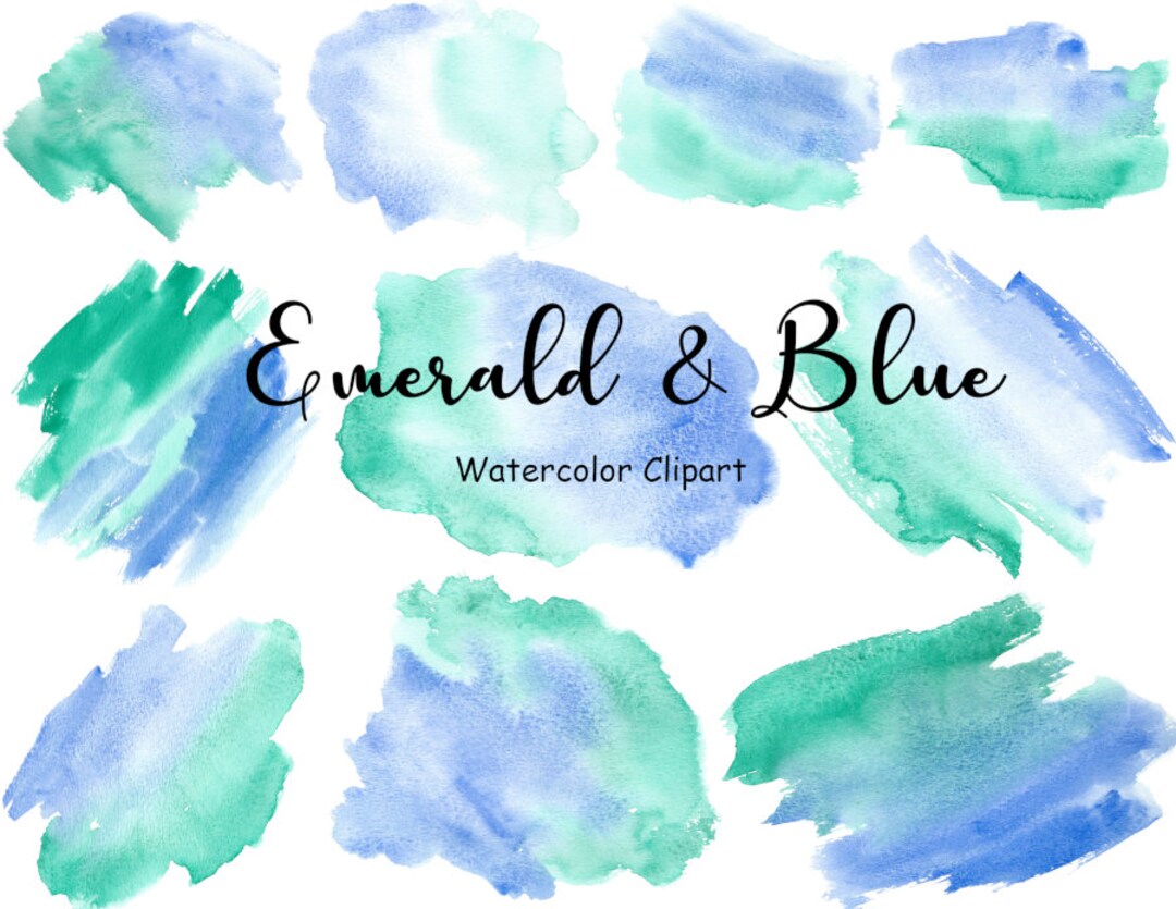 Emerald and Blue Watercolor Splashes and Splotches Clipart 10 Splat ...