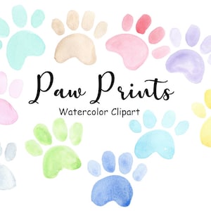 Watercolor Paw Print Clipart Dog Paw Clip Art PNG Puppy - Etsy