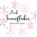 Pink Snowflakes Watercolor Clipart Watercolor Winter Clip | Etsy