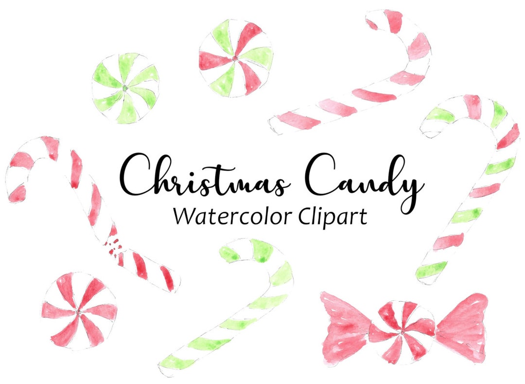 Christmas Candy Clipart Watercolor Candy Cane Clipart - Etsy