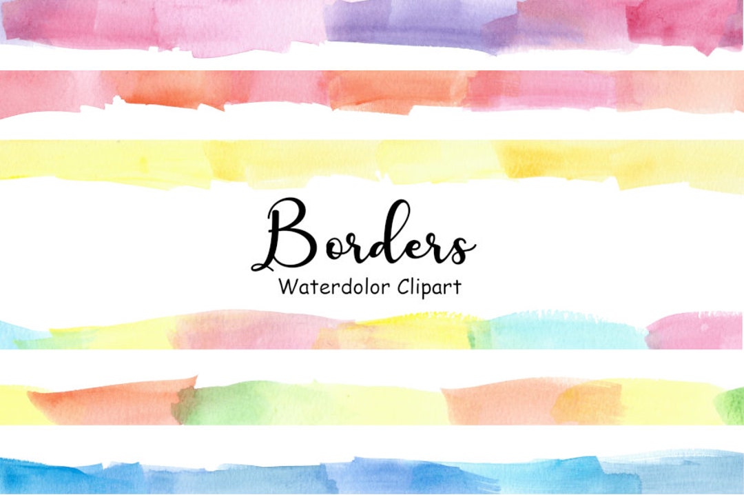 Watercolor Borders Clipart, Commercial Use, 6 Hand Painted Watercolor ...