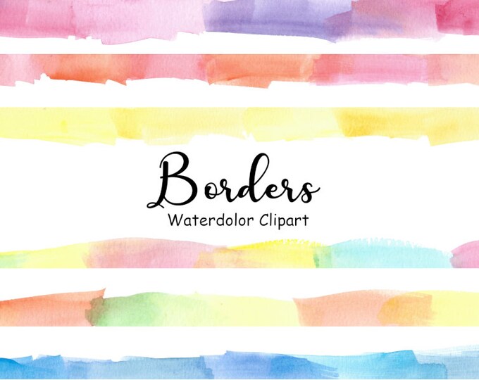 Basic SQUARE Watercolor Border Clipart | Hand-painted Watercolour Clip ...