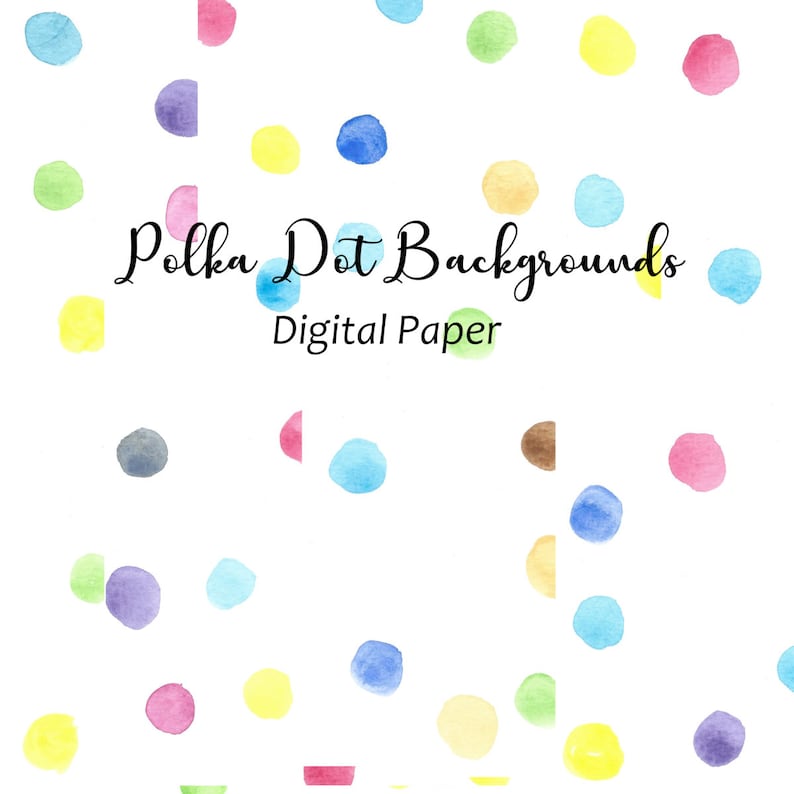 Polka Dot Watercolor Digital Paper Hand Painted Pattern | Etsy