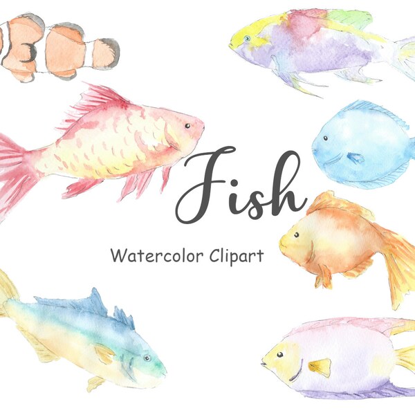Watercolor Fish - Etsy