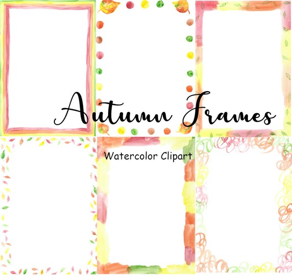 Watercolor Autumn Frames Clipart Commercial Use 6 Hand | Etsy