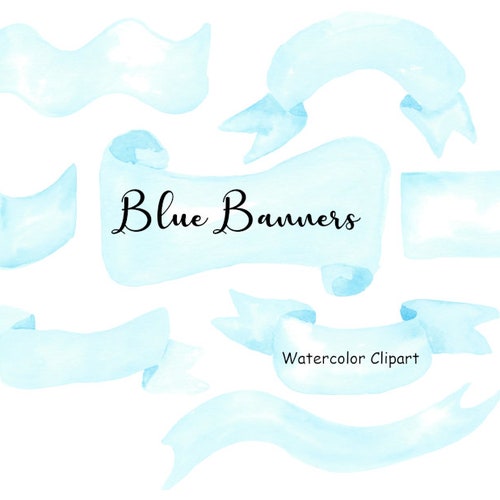 Watercolor Banners Clipart Ribbon Banners Clip Art 12 Hand - Etsy