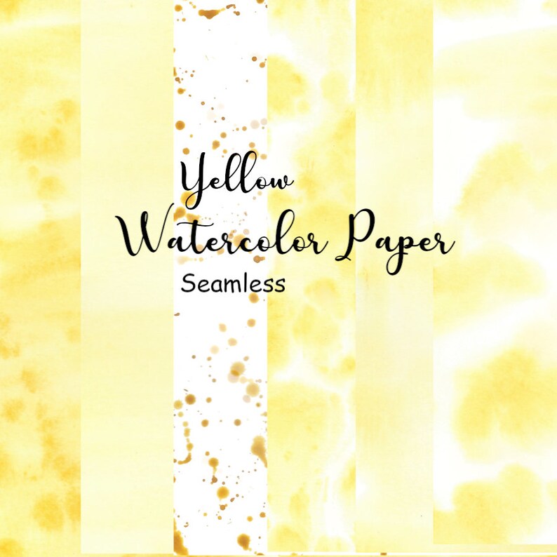 Yellow Watercolor Digital Paper, Seamless Background Texture, Hand ...