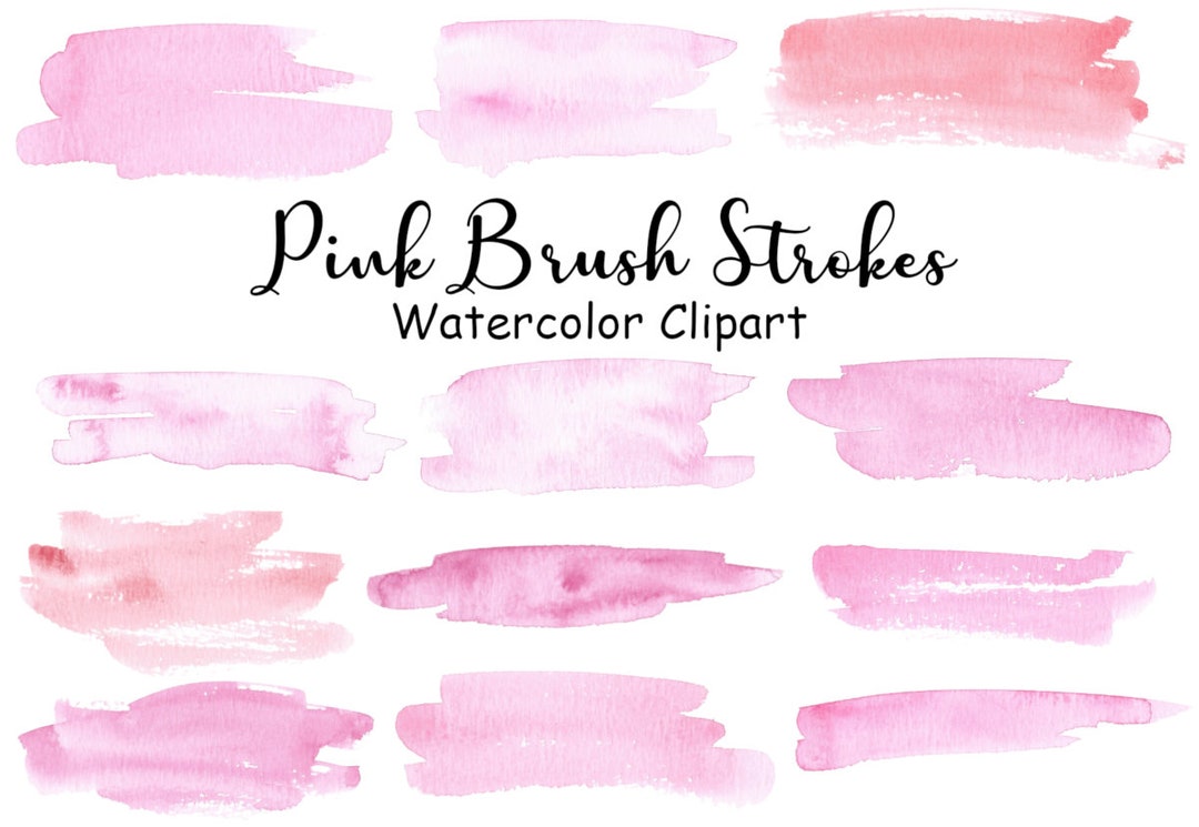 Pink Watercolor Brush Strokes Clipart, Commercial Use, 12 Hand Painted ...