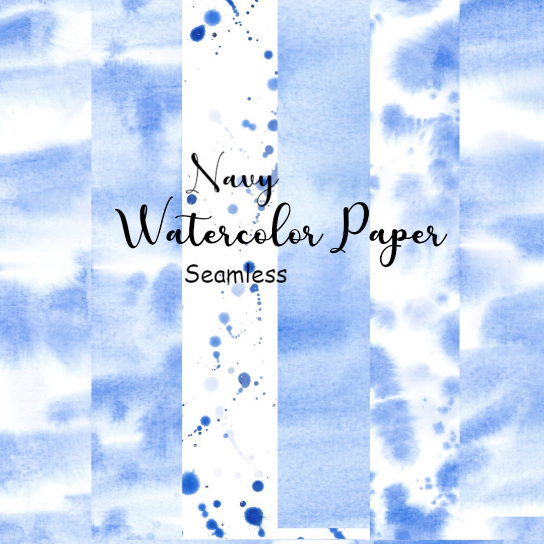 Navy Watercolor Digital Paper, Seamless Background Texture, Hand ...