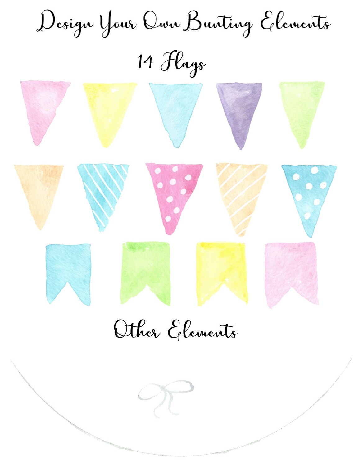 Pastel Bunting Watercolor Clipart Birthday Banner Clipart - Etsy