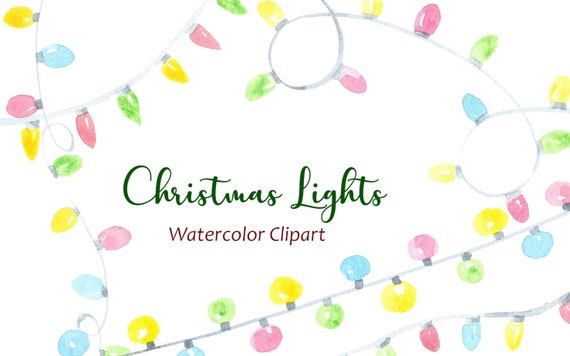 Christmas Lights Clipart Watercolor String Lights Clipart | Etsy