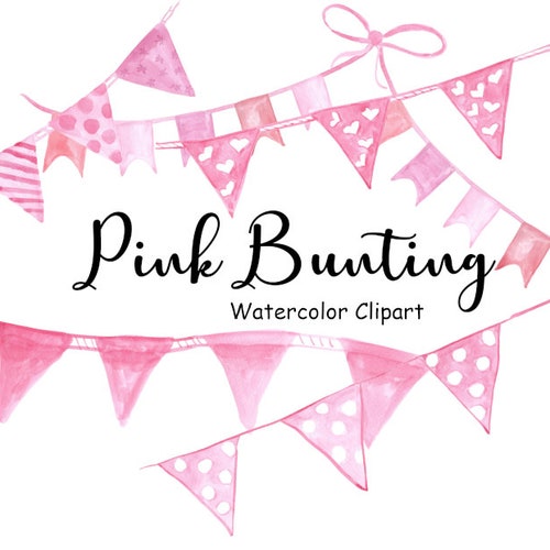Blue Bunting Watercolor Clipart Birthday Banner Clipart - Etsy