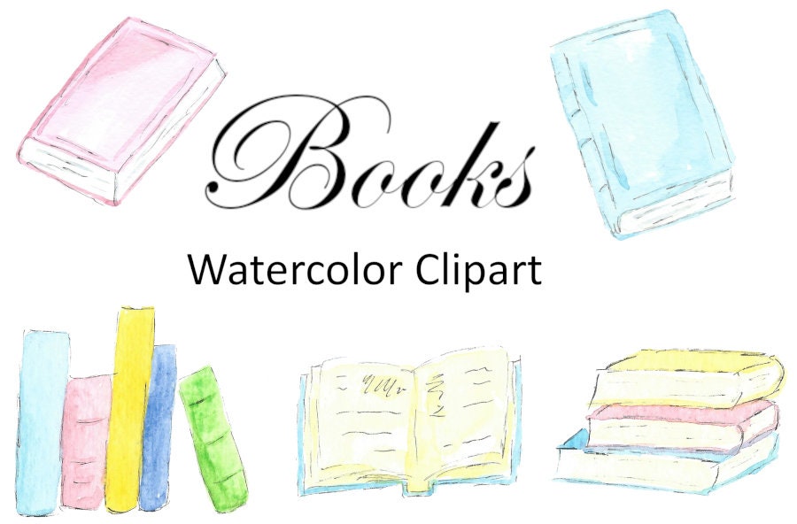 Watercolor Books Clipart Back to School Teachers Clip Art - Etsy