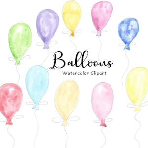 Watercolor Balloons Clipart 10 Hand Painted PNG Watercolor | Etsy