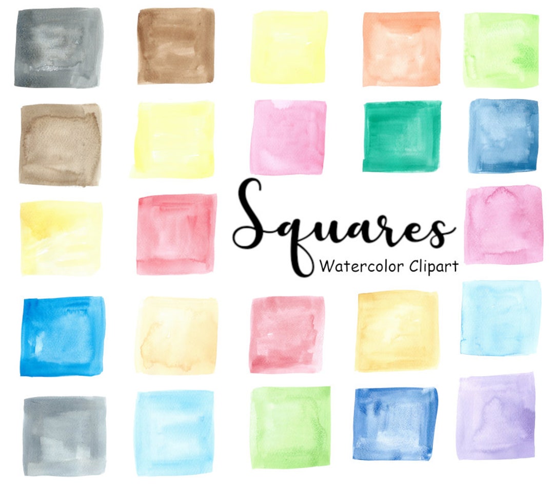 Watercolor Squares Clipart, Shapes Clip Art, 23 Hand Painted PNG ...
