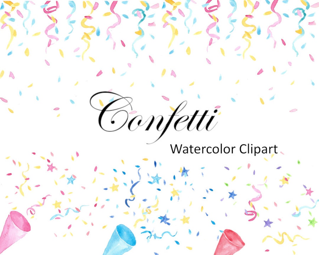 Confetti Watercolor Party Clipart, Hand Painted PNG Instant Download ...