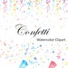 Confetti Watercolor Party Clipart, Hand Painted PNG Instant Download ...