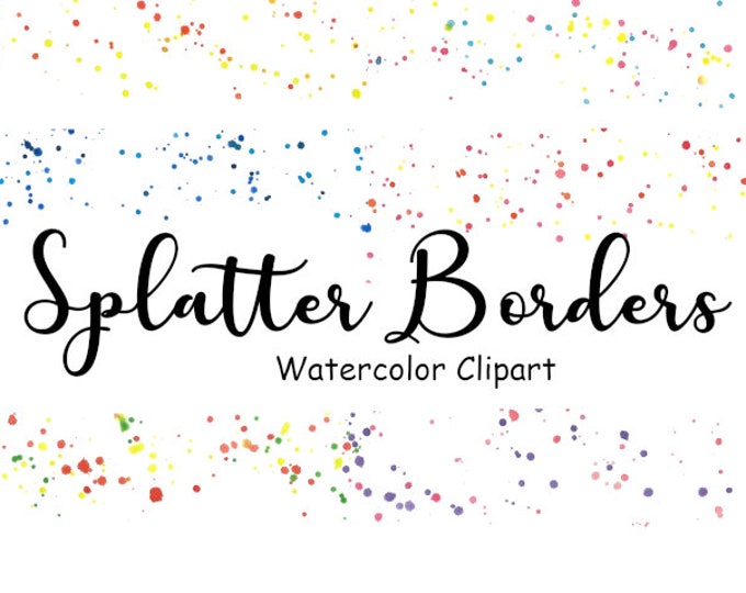 Basic SQUARE Watercolor Border Clipart | Hand-painted Watercolour Clip ...