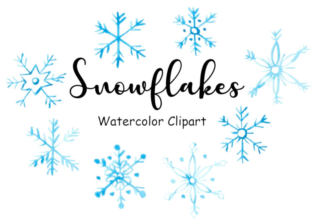 Snowflakes Watercolor Clipart, Watercolor Winter Clip Art, 8 Hand ...