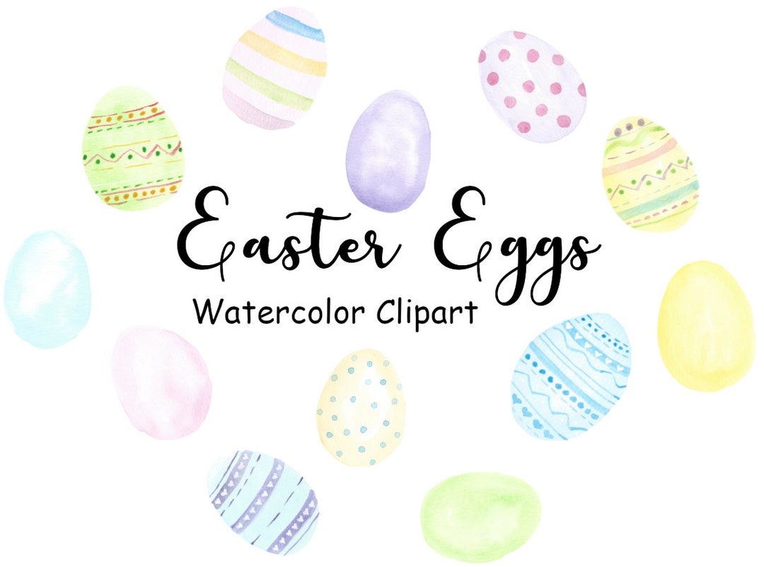 Watercolor Easter Eggs Clipart, Spring Clip Art, 12 Hand Painted PNG ...