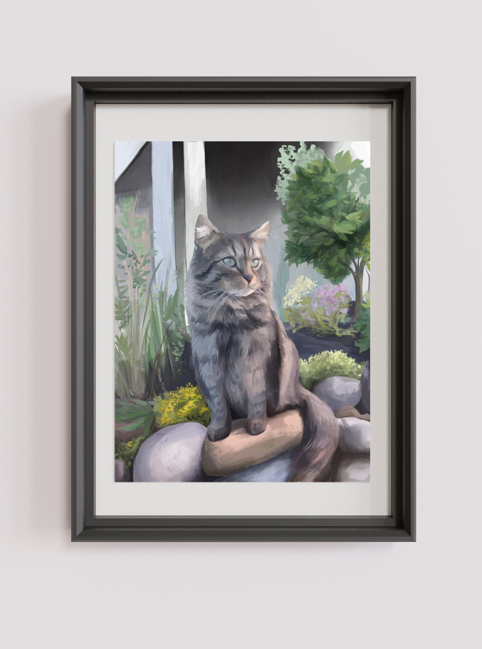 Custom Cat Portrait Art Print | Hand Painted Cat Portrait Gift ...