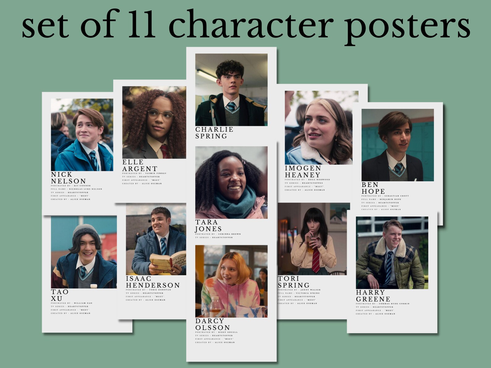 Set of 11 Heartstopper Character Posters Heartstopper Print - Etsy UK