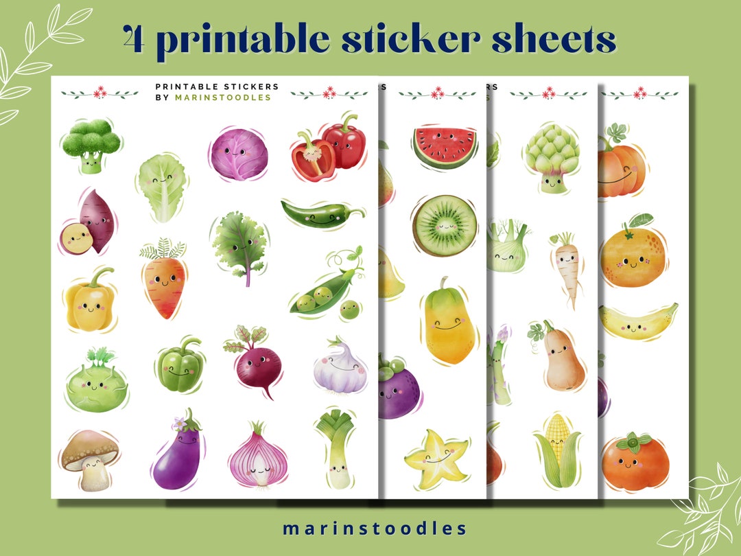 Fruits and Veggies Printable Sticker Sheets PDF PDF - Etsy