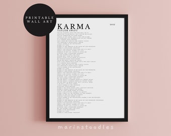 Karma Lyric Poster - Etsy
