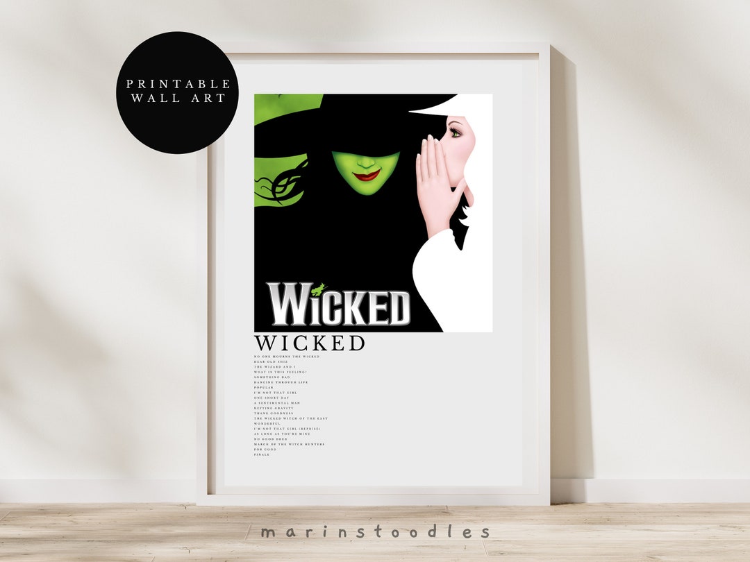 Wicked Poster Wicked Soundtrack Art Wicked Musical Print Broadway Gift ...