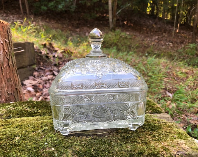 Vintage Tiara Clear Glass Honey Dish - Etsy