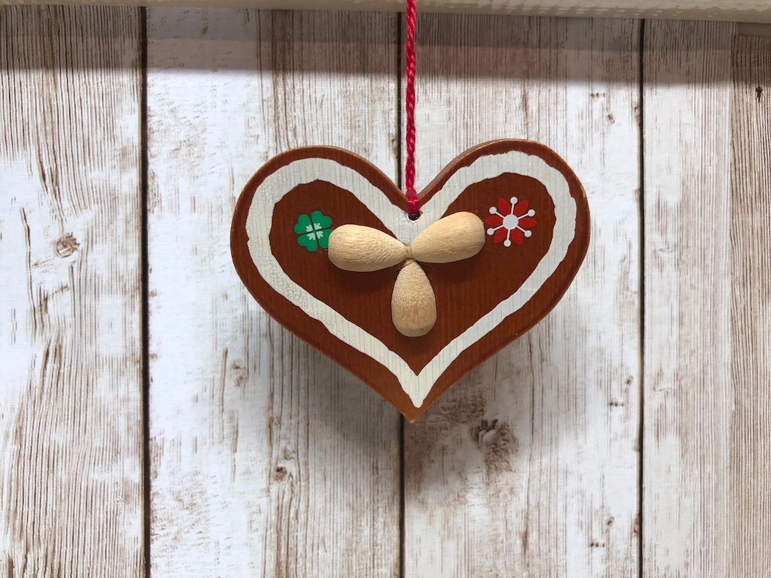Vintage German Steinbach Wood Heart Christmas Ornament - Etsy