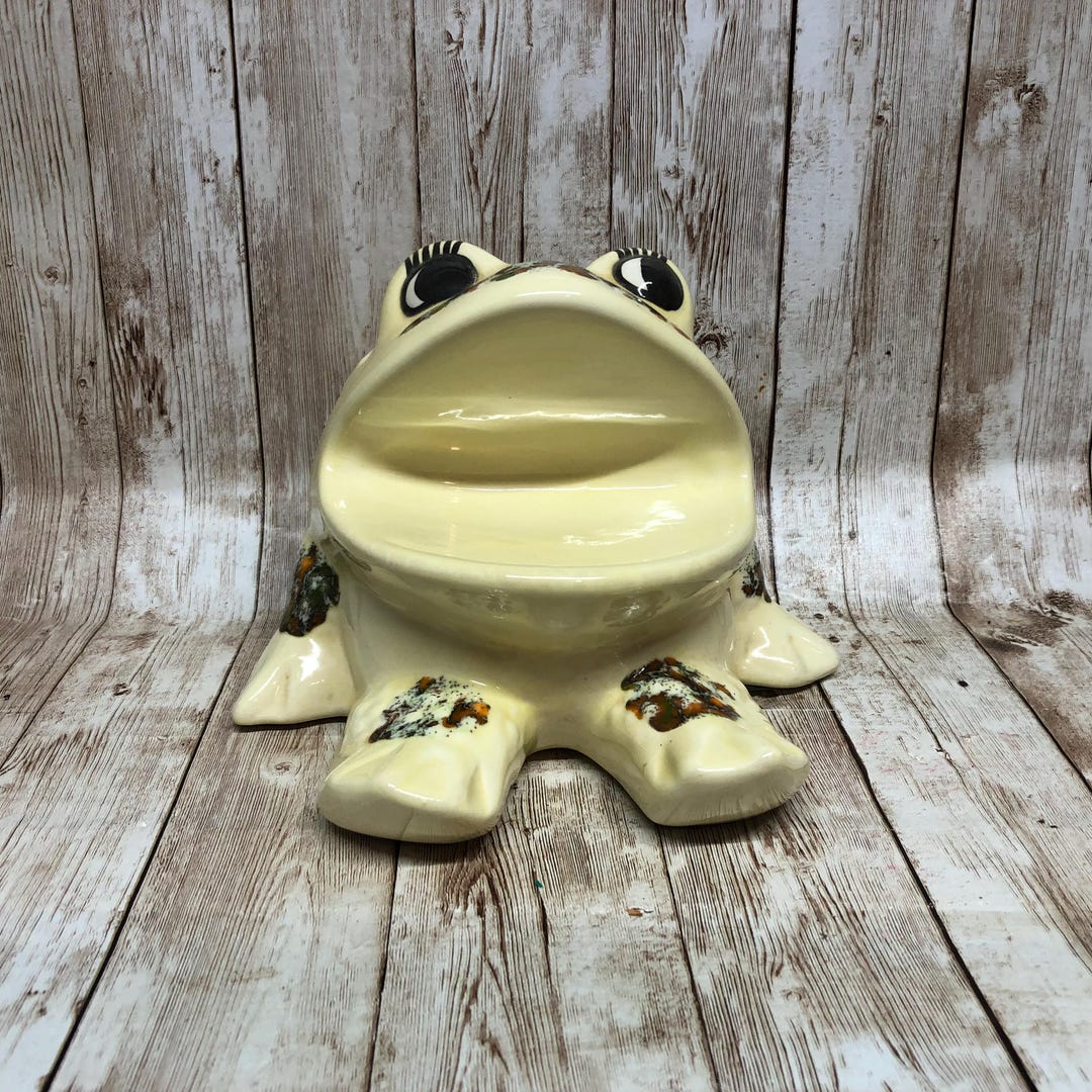Vintage Large Ceramic Pale Yellow Frog Toothbrush, Toothpaste and Bar ...