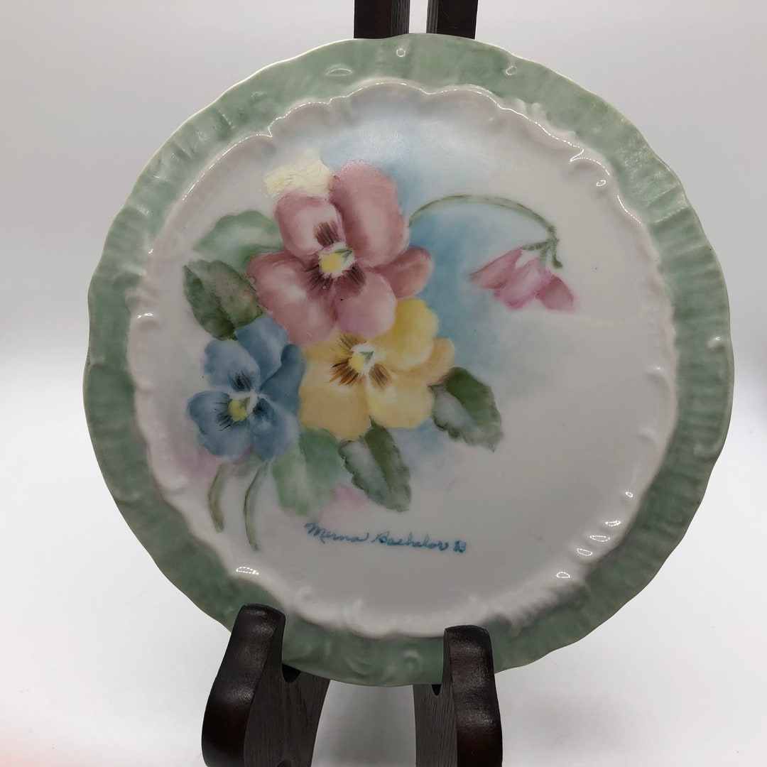 Vintage Hand Painted Pansies Porcelain Trivet/wall Hanging - Etsy