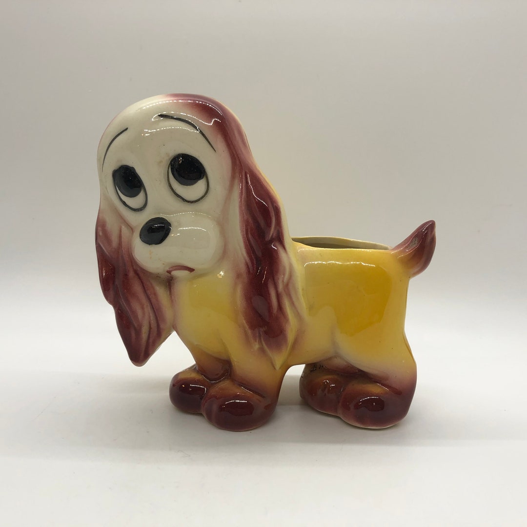 Vintage Big Eyed Dog Planter - Etsy