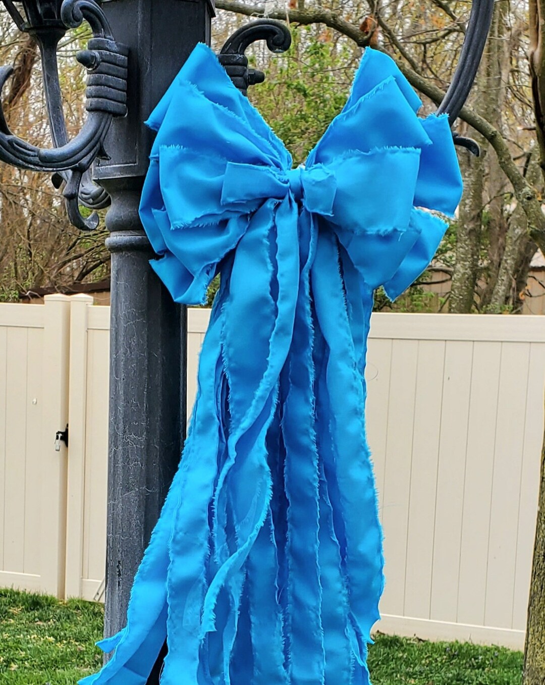 Rag Bow Ocean Blue Green Color Cotton Fabric Bow Country Cottage ...