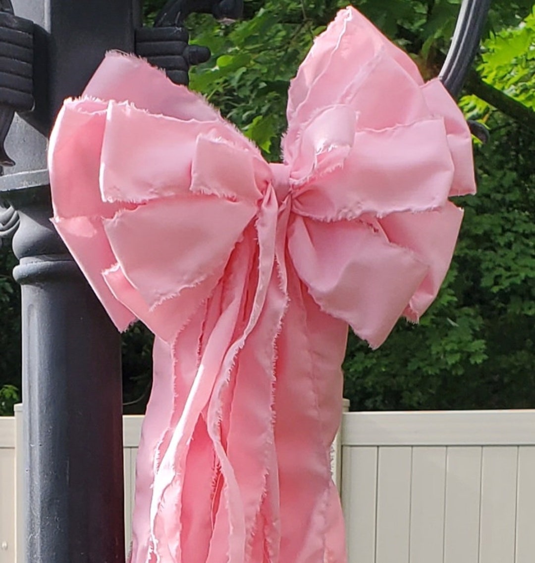 Rag Bow Pink Cotton Fabric Bow Country Cottage Wedding 9" X 18" - Etsy