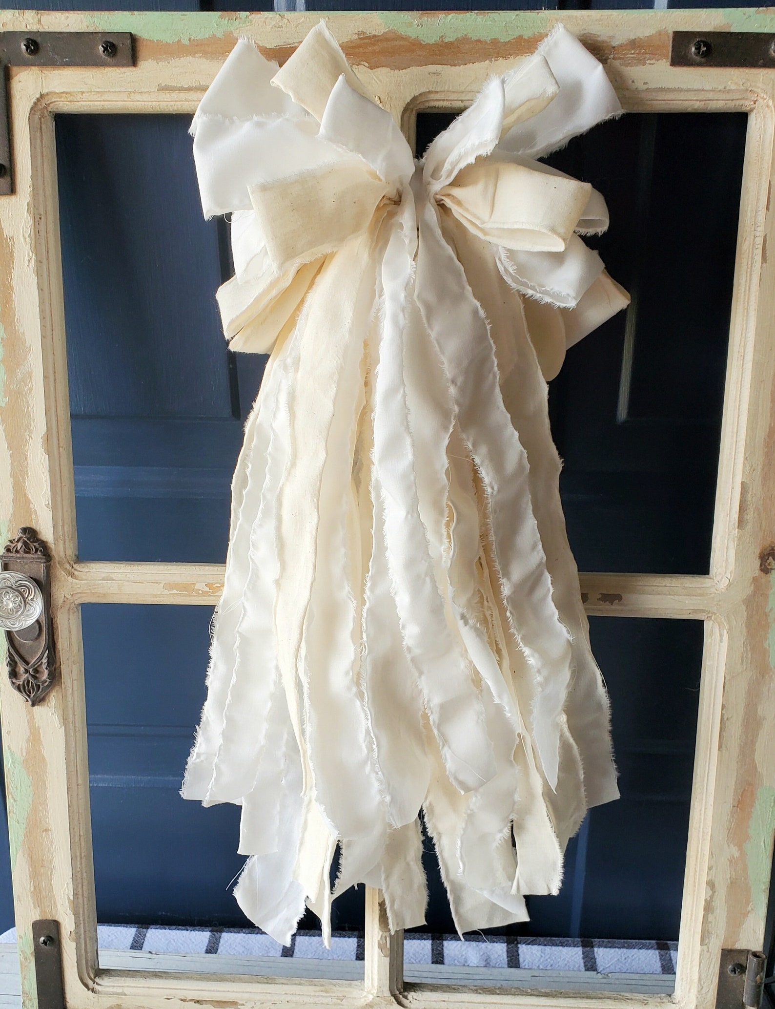 Rag Bow White Cotton and Muslin Wedding Decor 9" X 18" - Etsy