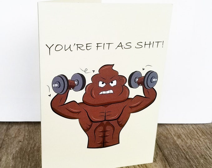 Funny Poop Card Fitness Card Gym Card Lifting Weights Card Birthday ...