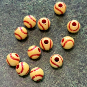 10mm Softball Beads (12 or 24) Yellow Softball Beads, Acrylic Softball ...