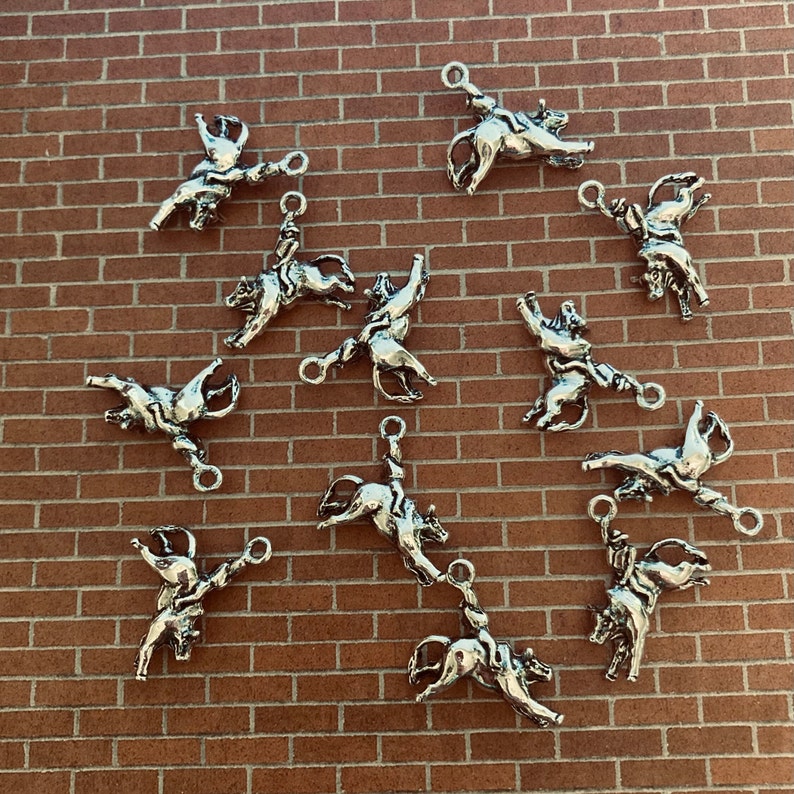 Bull Rider Charms, Bull Charms, Steer Charms, Rodeo Charms 6 or 12 ...