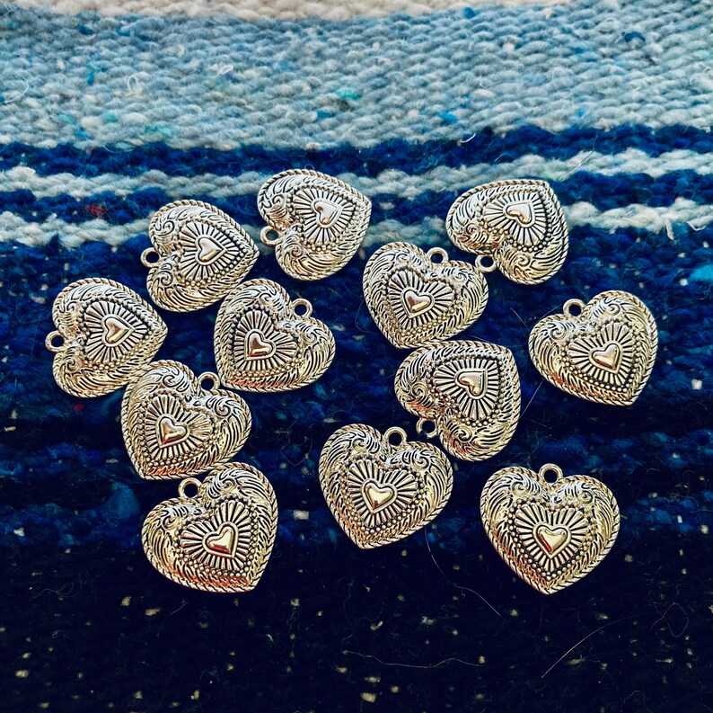 Heart Concho Charms, Heart Charms, Western Heart Charms - Etsy