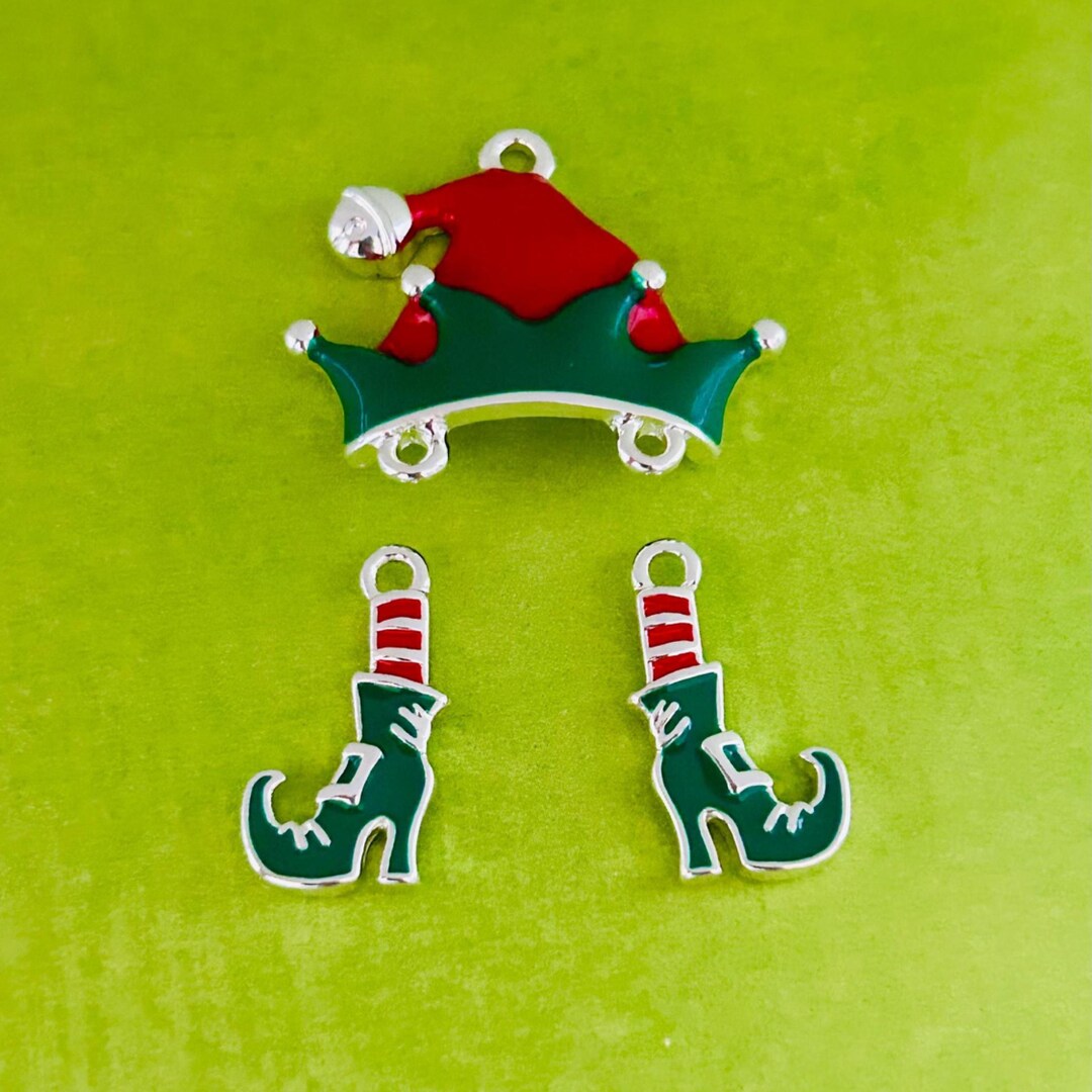 ELF Charms (3, 6, 12 Charms) Christmas Charms, ELF Hat Charms, ELF Leg ...