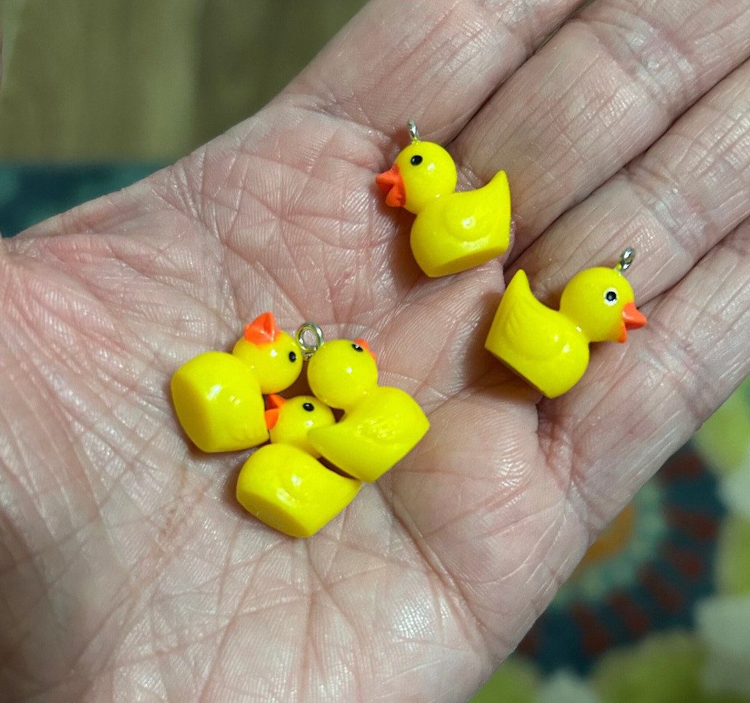 Yellow Duck Charms (5 or 10 Charms) Rubber Duckie Charms, Acrylic Duck ...