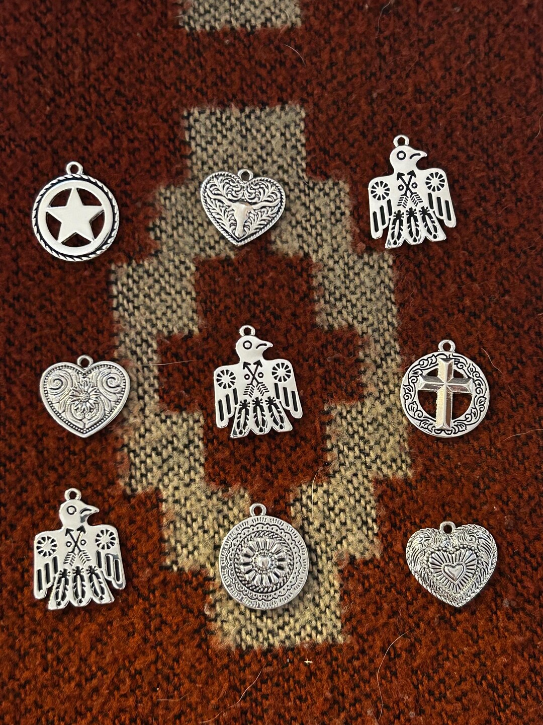 Concho Mix Charms (6 or 9 Charms) Thunderbird Charms, Western Concho ...