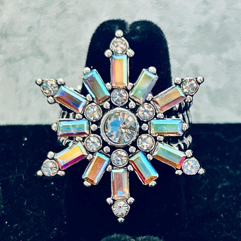 Iridescent Snowflake Ring - Etsy